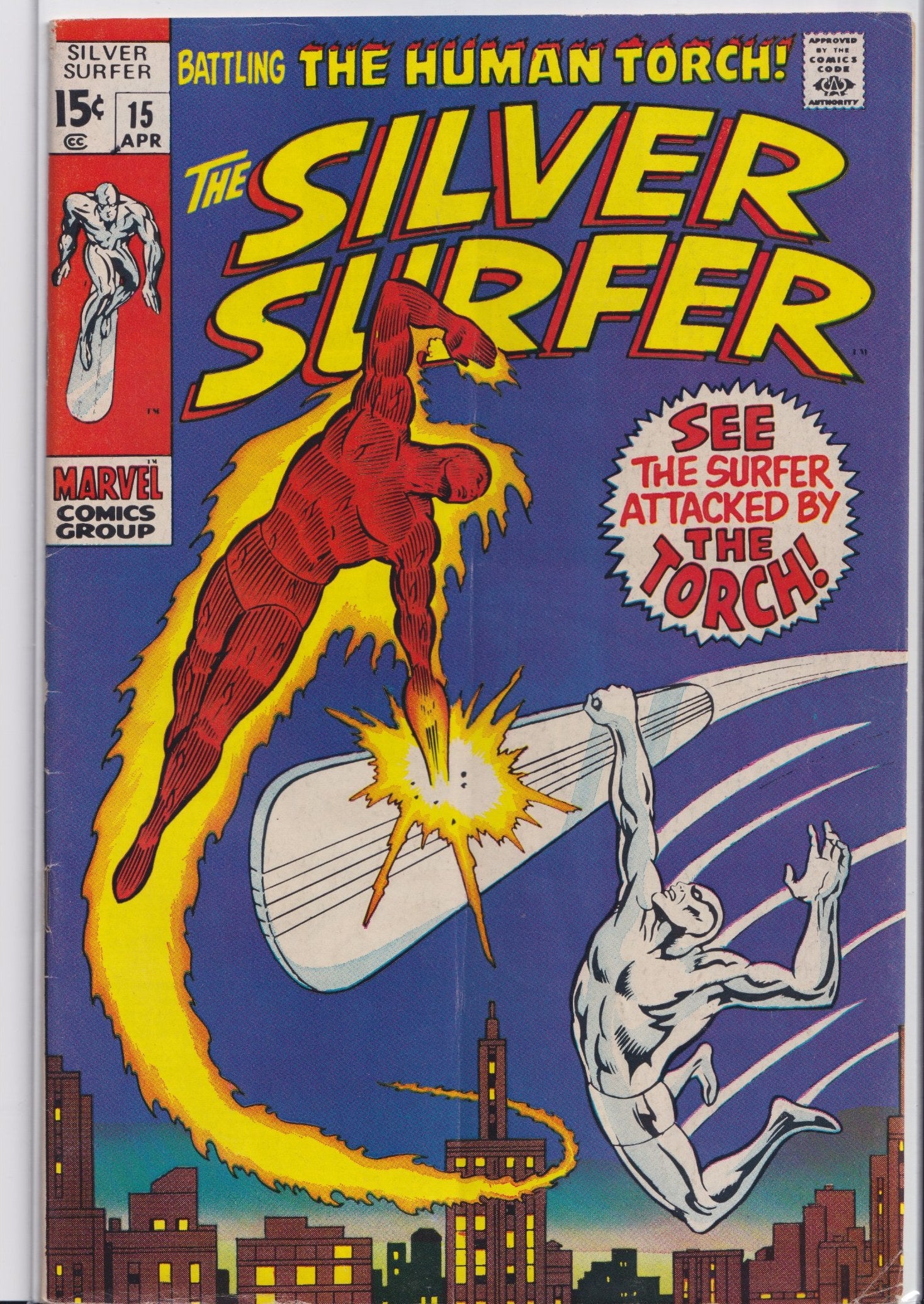 Silver Surfer #15 (1970) John Buscema Classic Human Torch Fine ...